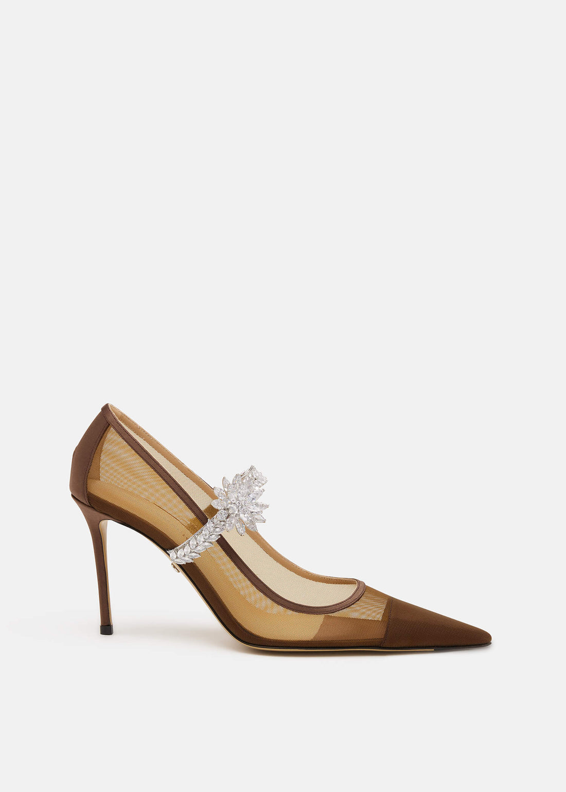 Lotus Flower - Women's Brown Mesh Pumps with Pointed Toe – MACH & MACH